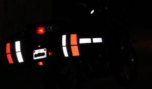 Motorcycle reflective stickers, decals and tape for increased visibility